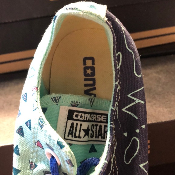 Converse | Shoes | Teal Navy Blue Triangle Design Lowtop Converse ...